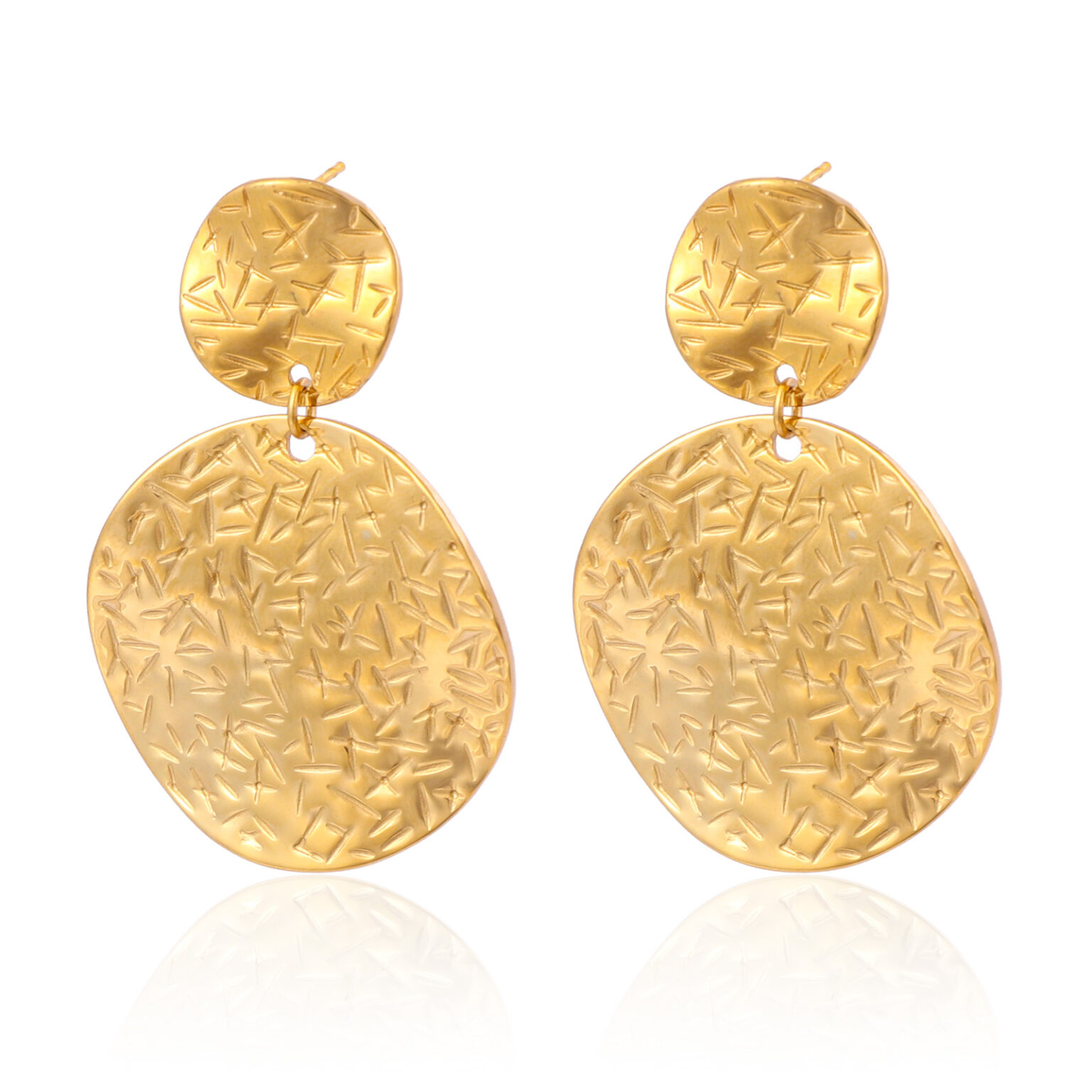 Double Disc Stud Earrings With Stunning Hammer Texture - Justop Fashion ...