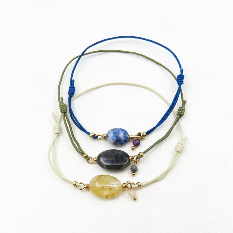 Minimalist Elastic Rope Bracelet with Natural Stone Pendant - Justop ...