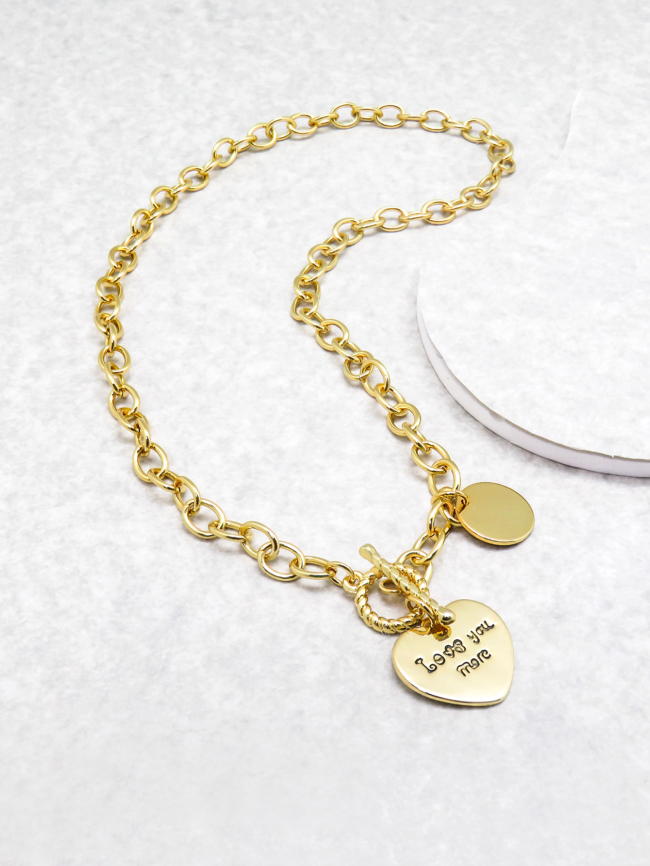 Elegant Copper Love You More Heart Necklace with T-Bar Closure - Justop ...