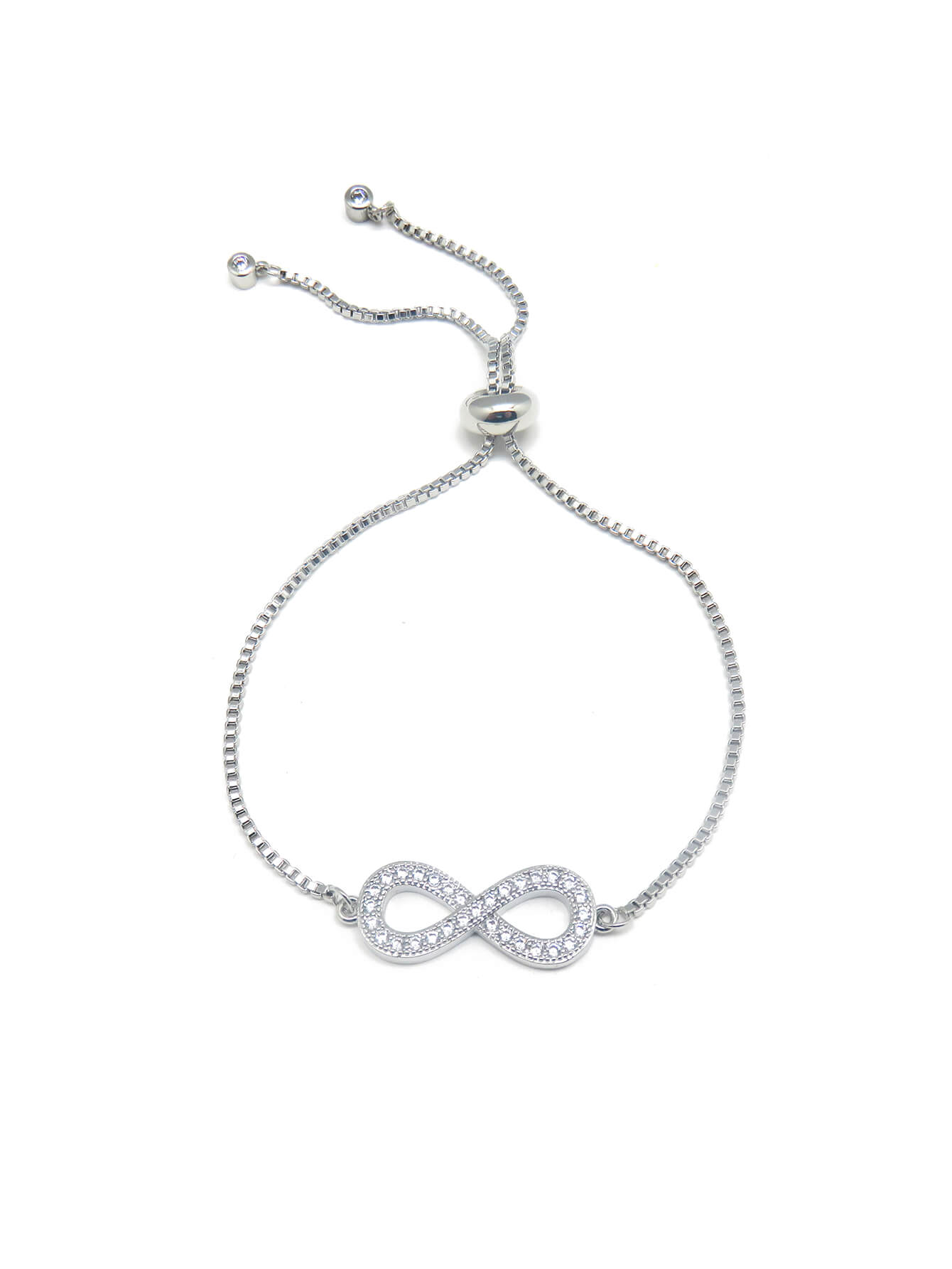 Timeless Cubic Zirconia Infinity Symbol Bracelet with Box Chain ...