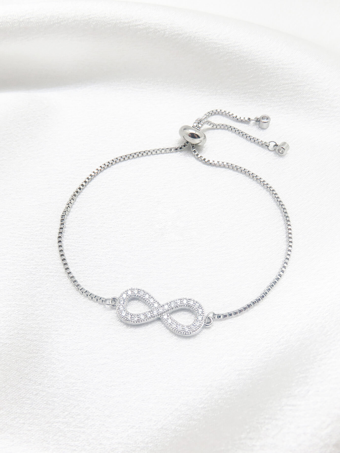 Timeless Cubic Zirconia Infinity Symbol Bracelet with Box Chain ...