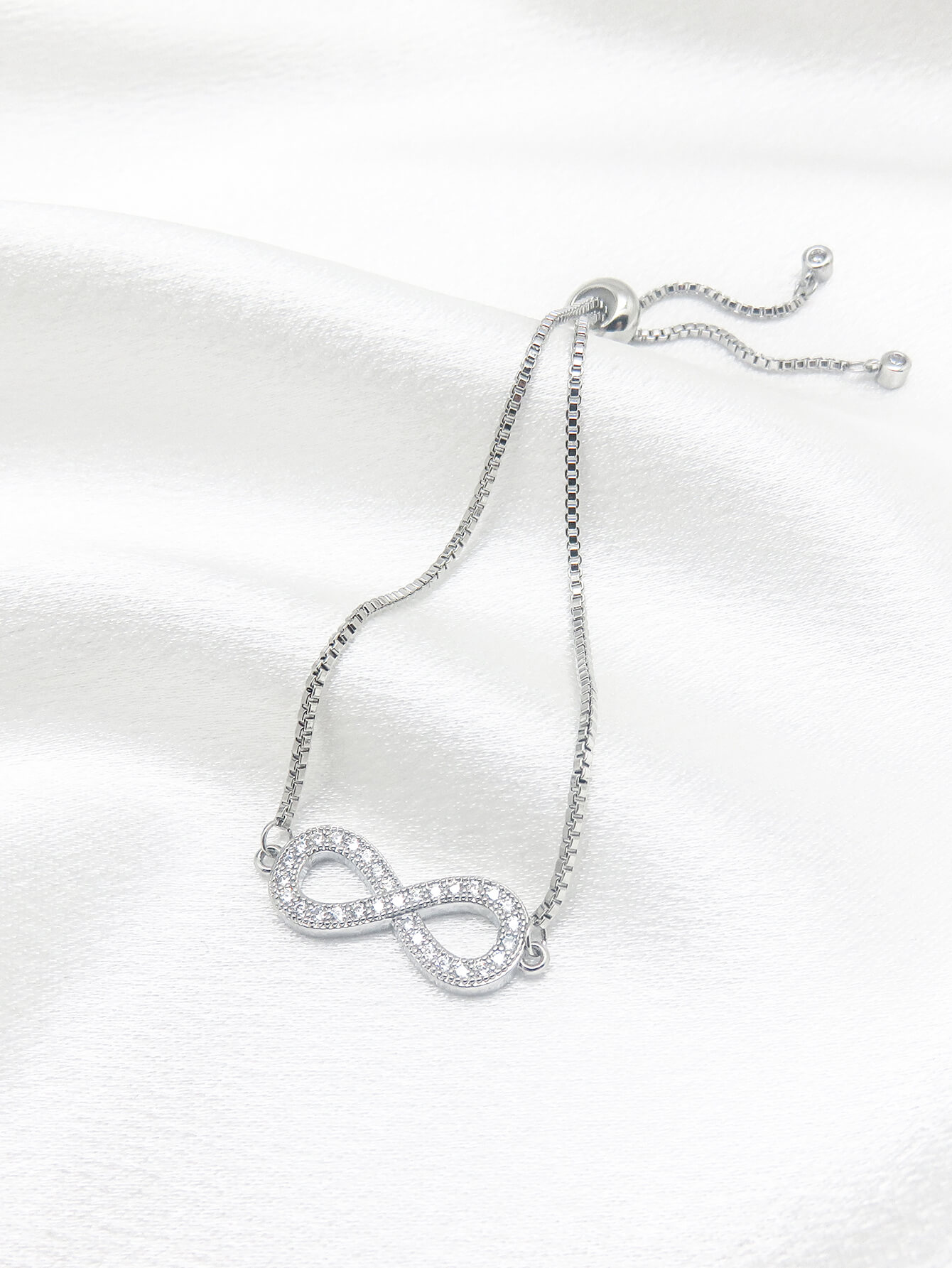Timeless Cubic Zirconia Infinity Symbol Bracelet with Box Chain ...