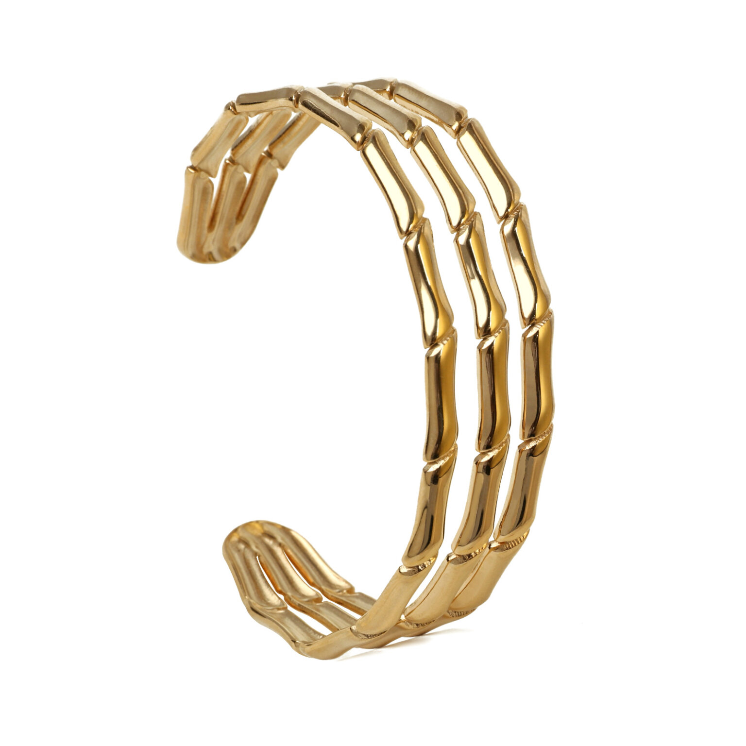 Nature Inspired Stainless Steel Gold Plated Bamboo Cuff Bracelet ...