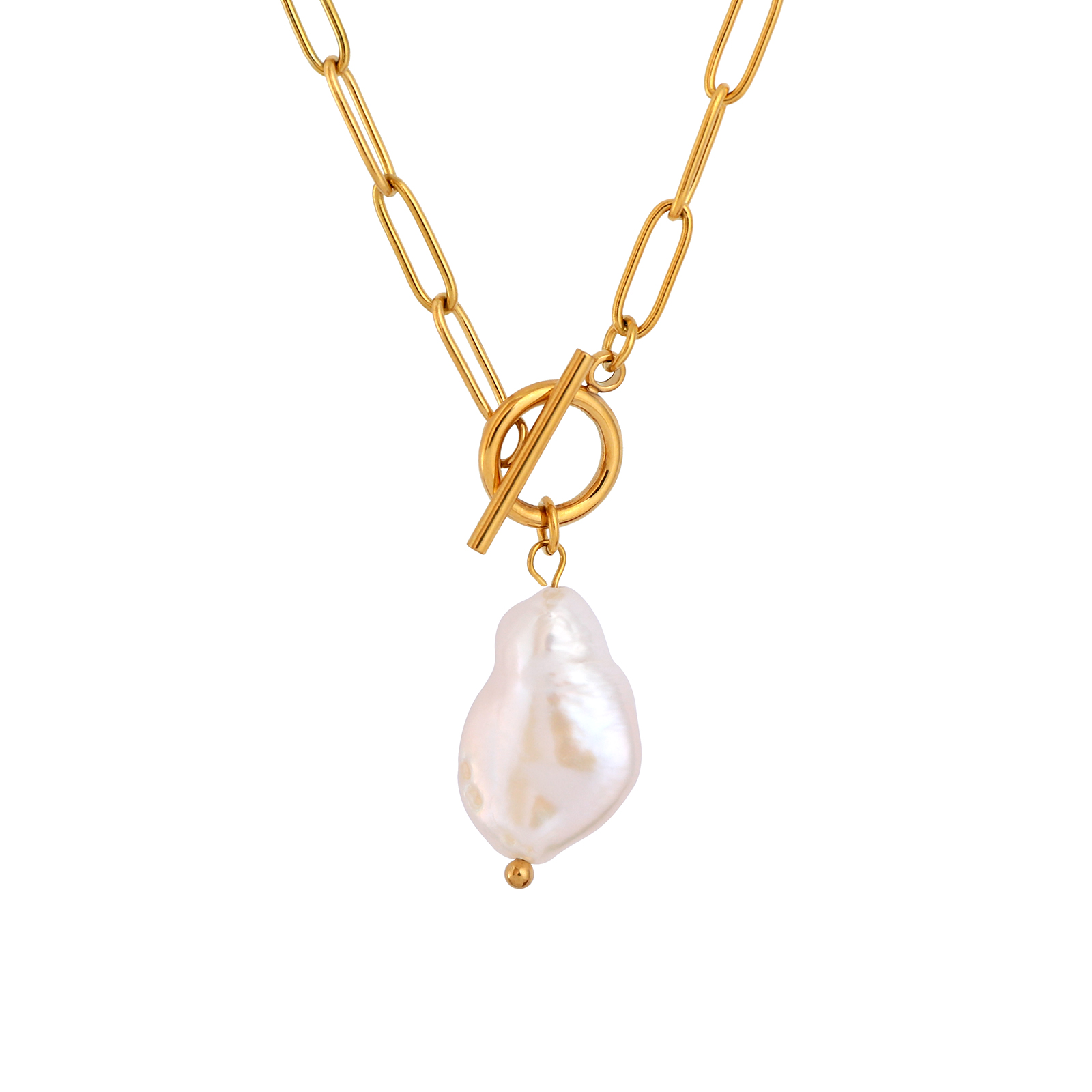 Luxury 18K Gold Plated Necklace with Irregular Baroque Pearl - Justop ...