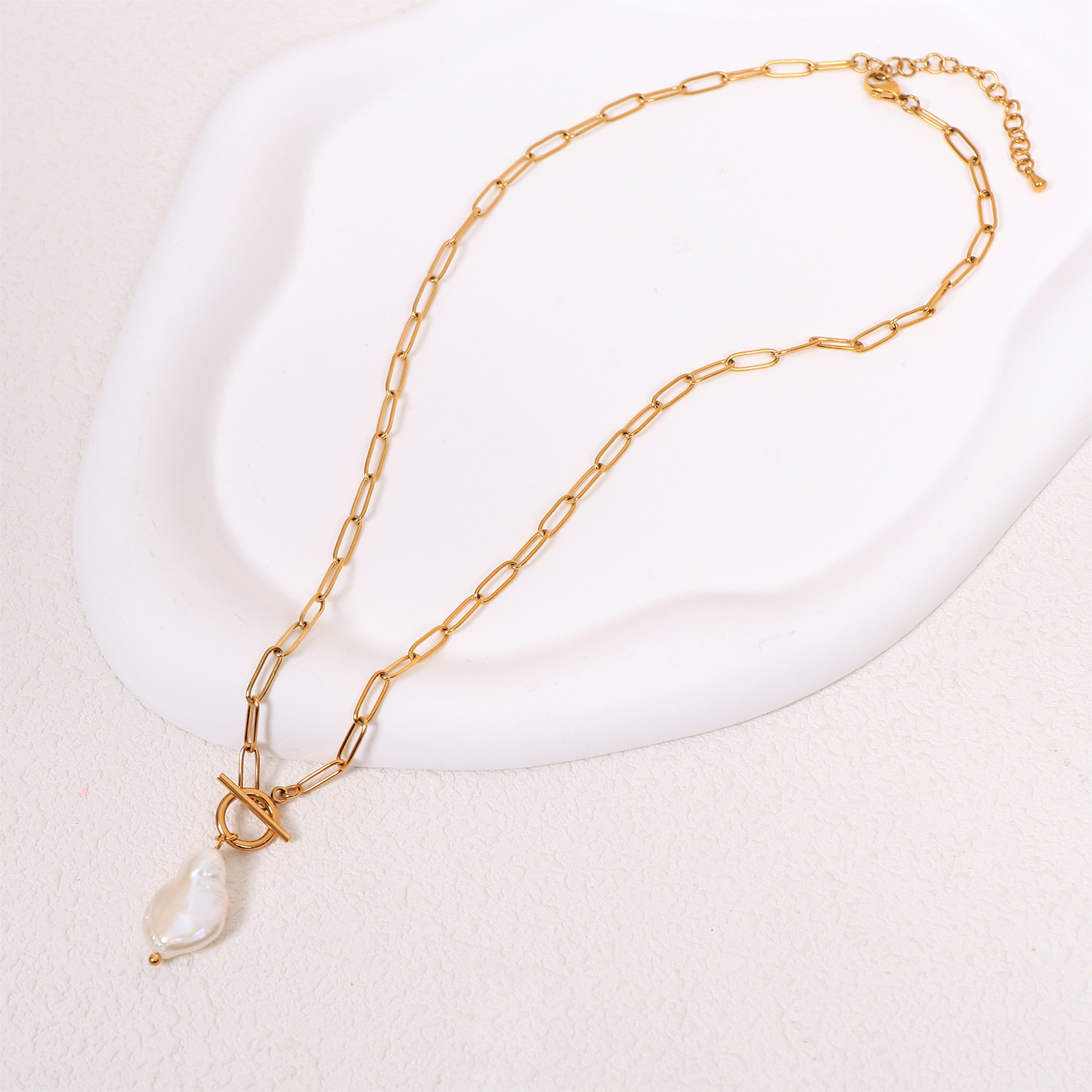 Luxury 18K Gold Plated Necklace with Irregular Baroque Pearl - Justop ...
