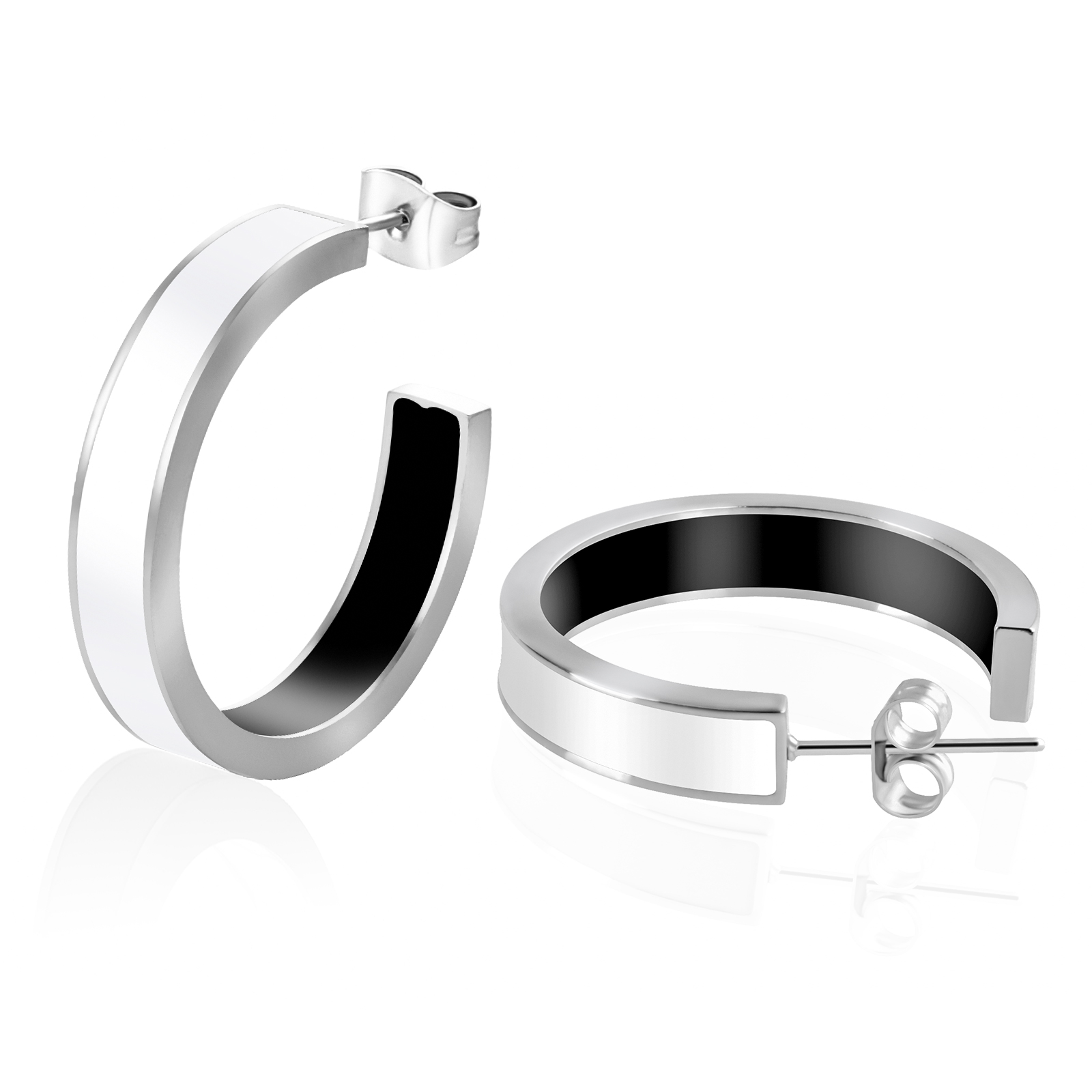 Stylish Enamel Stainless Steel Square Edge Hoop Earrings - Justop ...