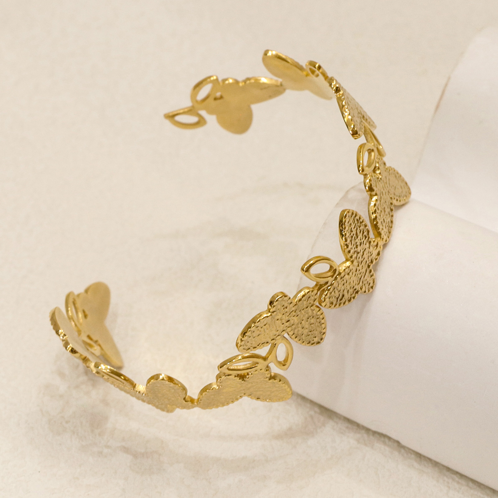Nature Inspired Stainless Steel Gold Butterfly Bangle - Justop Fashion ...