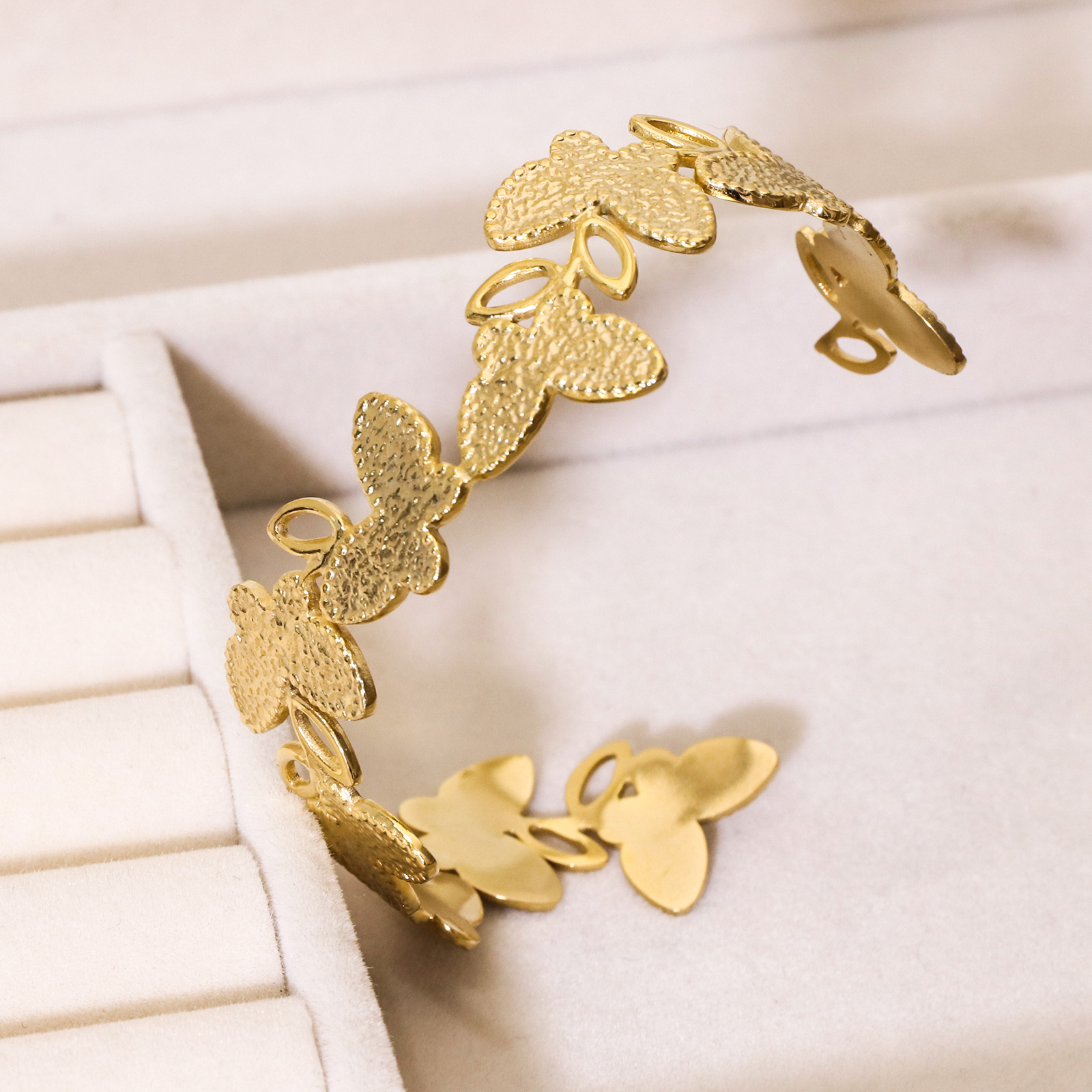 Nature Inspired Stainless Steel Gold Butterfly Bangle - Justop Fashion ...