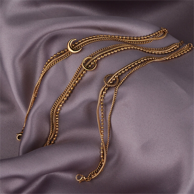 Elegant 18K Gold Plated Stainless Steel Multi Layer Bracelets - Justop ...