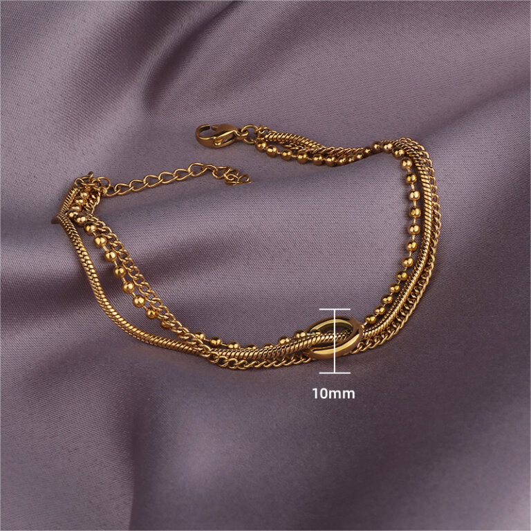 Elegant 18K Gold Plated Stainless Steel Multi Layer Bracelets - Justop ...