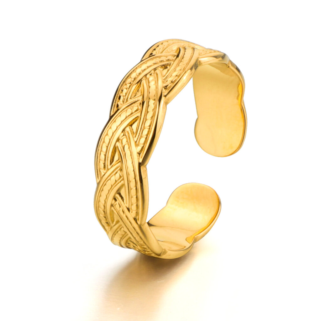 Vintage Stainless Steel Braided Gold Ring with Open Band - Justop ...