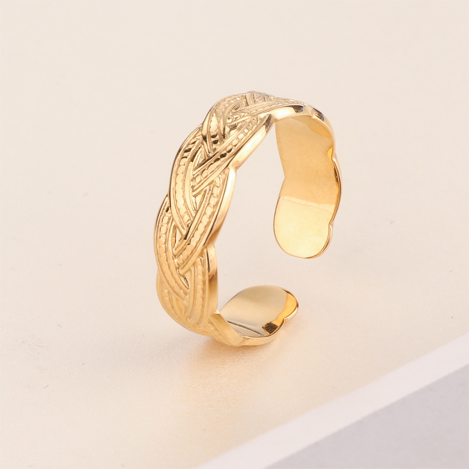 Vintage Stainless Steel Braided Gold Ring with Open Band - Justop ...