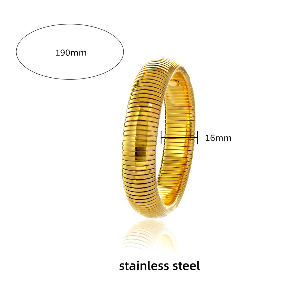Flexible Chunky 18K Gold Plated Stainless Steel Bangle Set - Justop ...