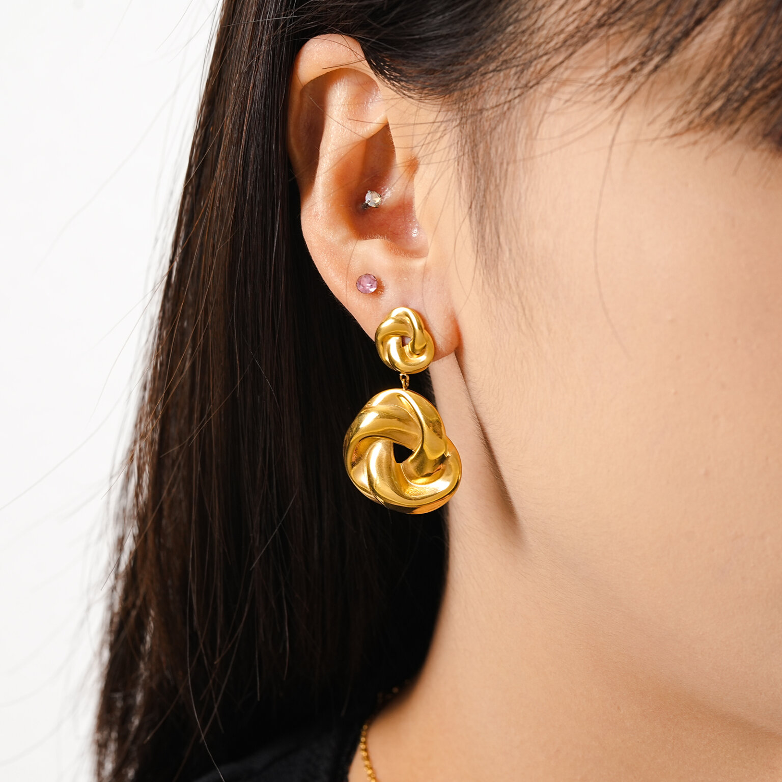 Trendy Stainless Steel Gold Earrings in Artistic and Romantic Designs ...