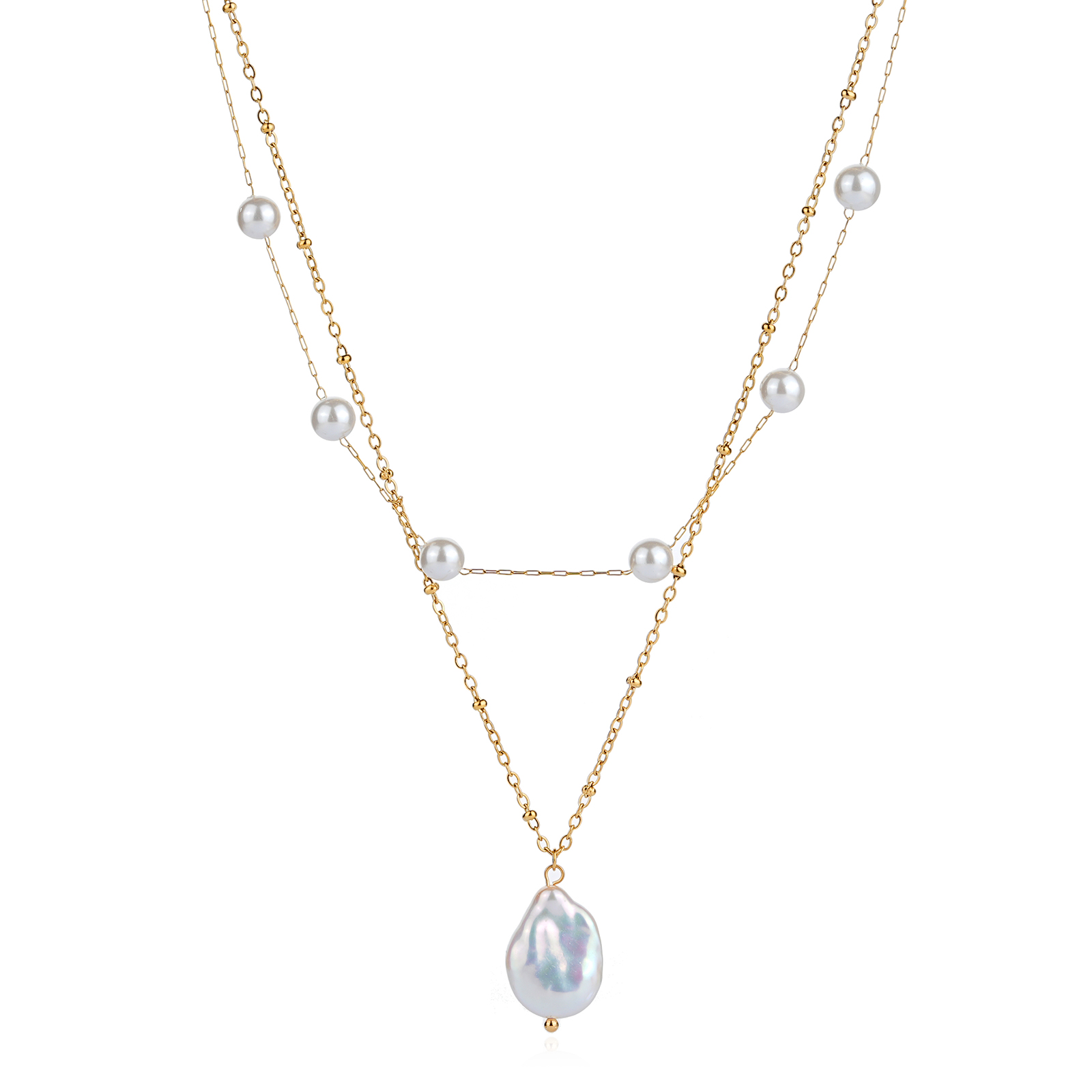 Double Layer Pearl Necklace Blending Classic Pearls And Modern Lines ...